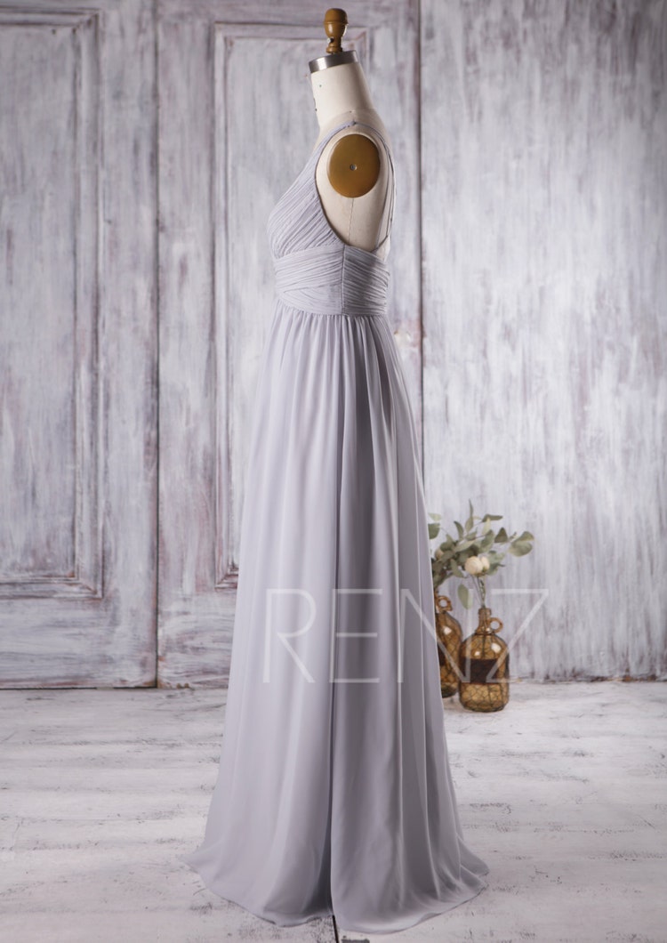 2016 Light Grey Bridesmaid Dress Long V Neck Wedding By Renzrags