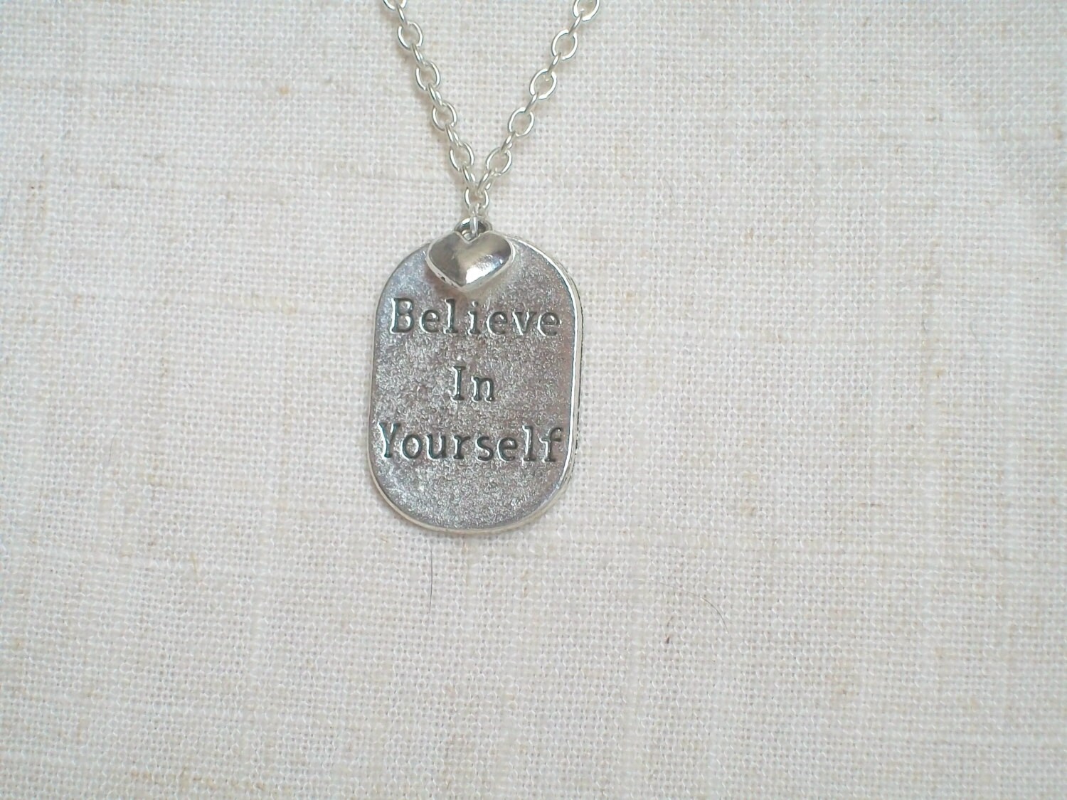 Believe in Yourself Necklace Ladies Dog Tag. Tiny by JypsyJewels