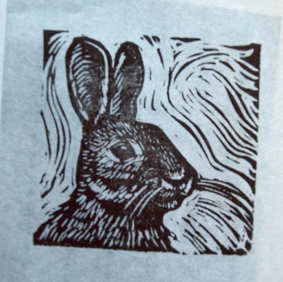 Rabbit Block Print by CynthiaHarrington on Etsy