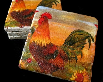 Rooster coasters | Etsy