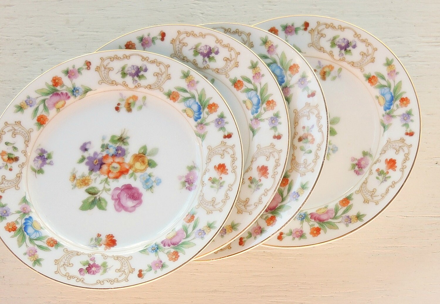 Occupied Japan Rose China Bread and Butter Plates, Set of 4, Vintage ...