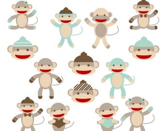 Sock monkey clip art | Etsy