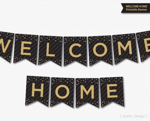 Welcome Home Banner Printable Black Gold Welcome Banner Printable 
