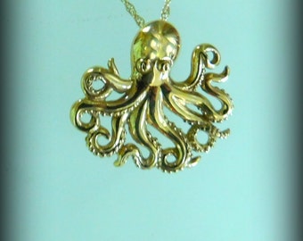 Gold octopus charm | Etsy
