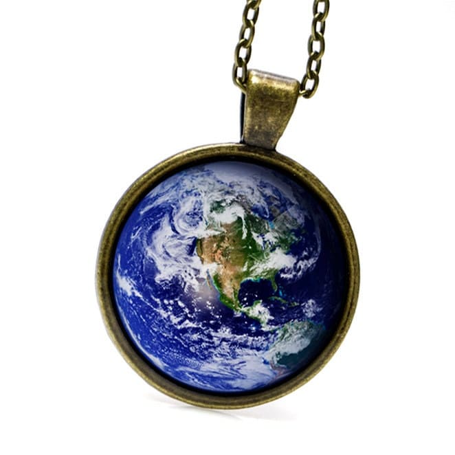 Earth Pendant Necklace Mother Earth Jewelry Resin Pendant Art
