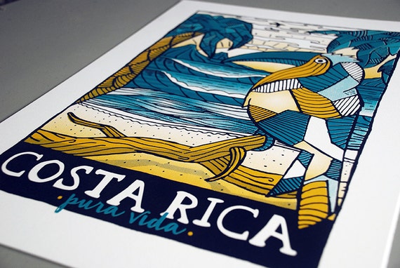 Costa Rica Travel Poster Pura Vida