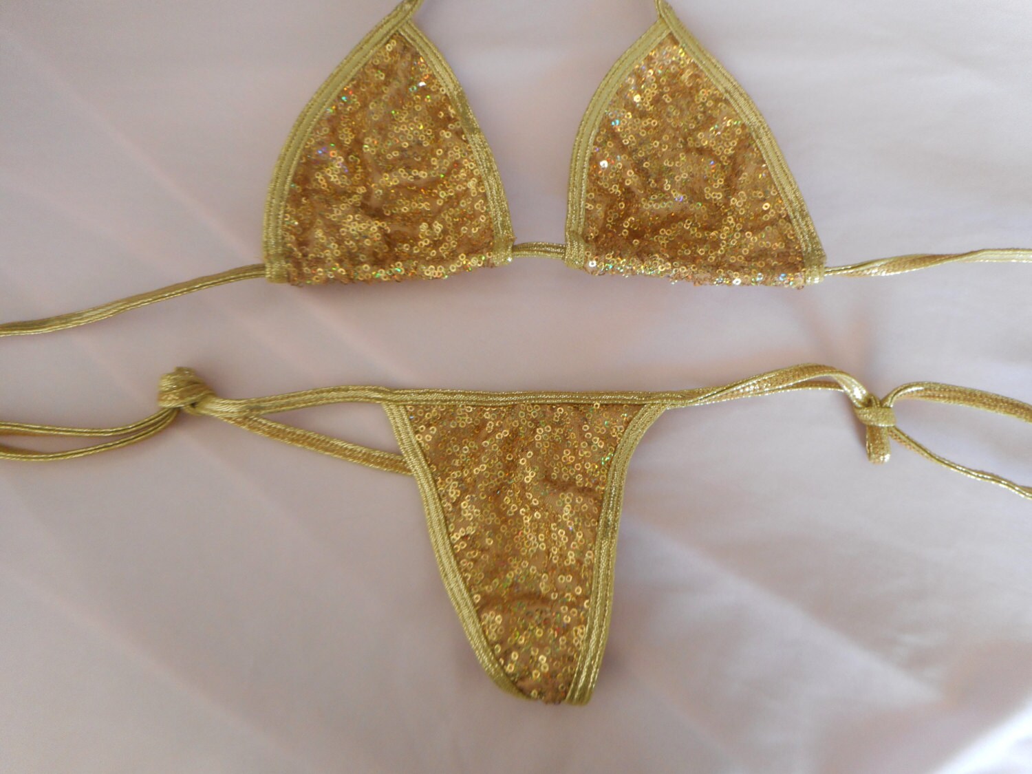 gold sequin g string bikini rhinestone by ultravixenhollywood
