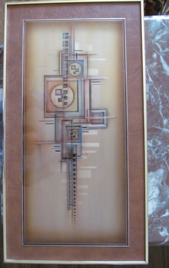 Tom Gall 1970's Copper signed framed wall hanging art.