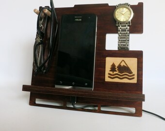 Wooden phone stand | Etsy
