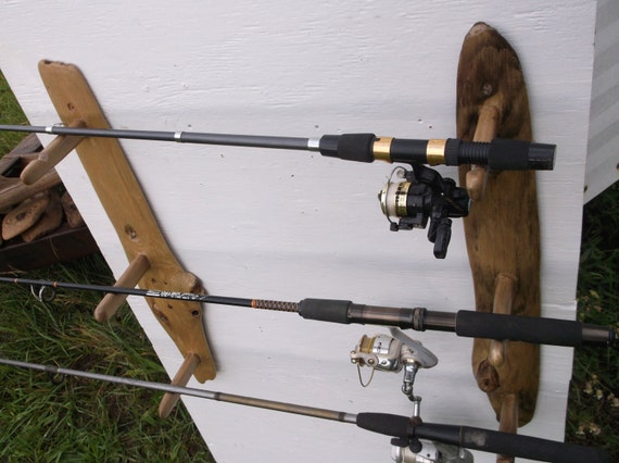Fishing Rod Holder Natural Driftwood fishing pole rack Fly