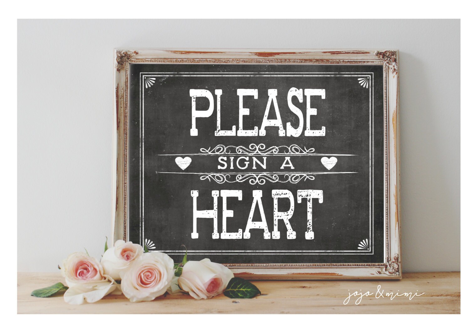 Instant 'Please sign a Heart' Printable 8x10 and 11x14 by JoJoMiMi