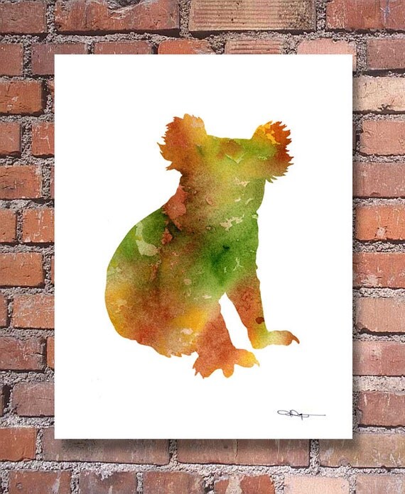 Koala Bear Art Print Abstract Wildlife Watercolor Painting