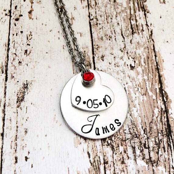 mom necklace birthstone mom necklace with kids by MommysMetalz