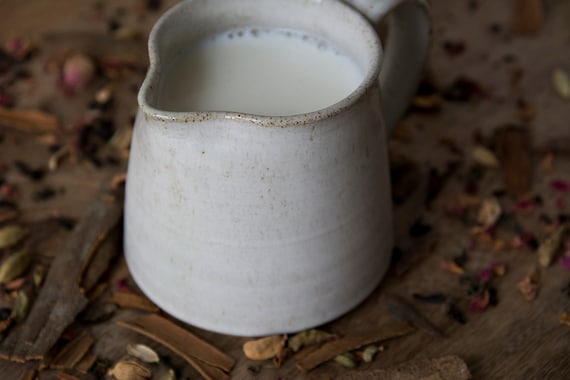 Creamer Ceramic Milk Pitcher Pottery White Pitcher Tea