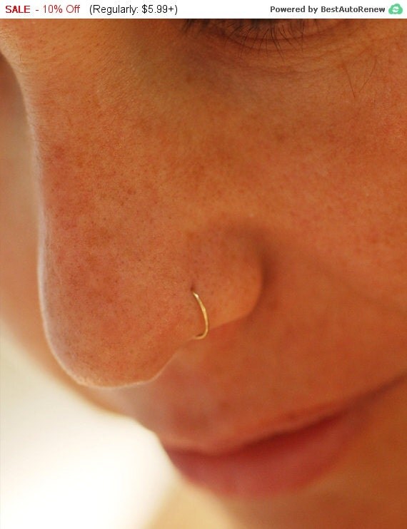 Small gold nose ring 22 GAUGE silver nose ring by junelittleshop