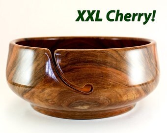Oversized LARGE Yarn Bowl Cherry Hardwood by HeckathornTurnedWood