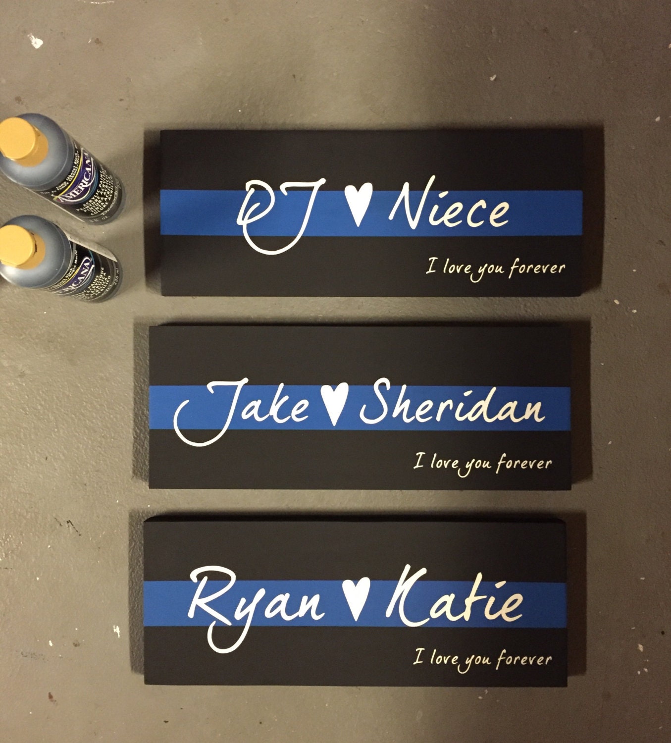 thin blue line love sign wooden sign home decor cop gift