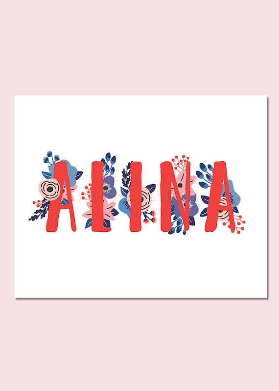 Alina Personalized Name Sign Custom Name Art Printable Name