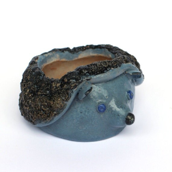 Ceramic handmade planter hedgehog for plants by NarineHandmade
