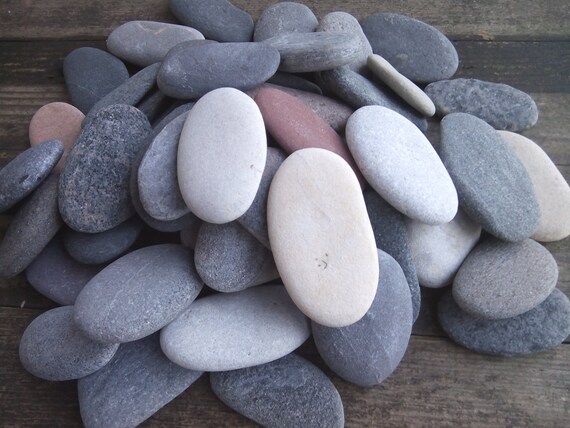 Oval Shaped Beach Rocks 50 Large Sea Stones by SeasideDescent