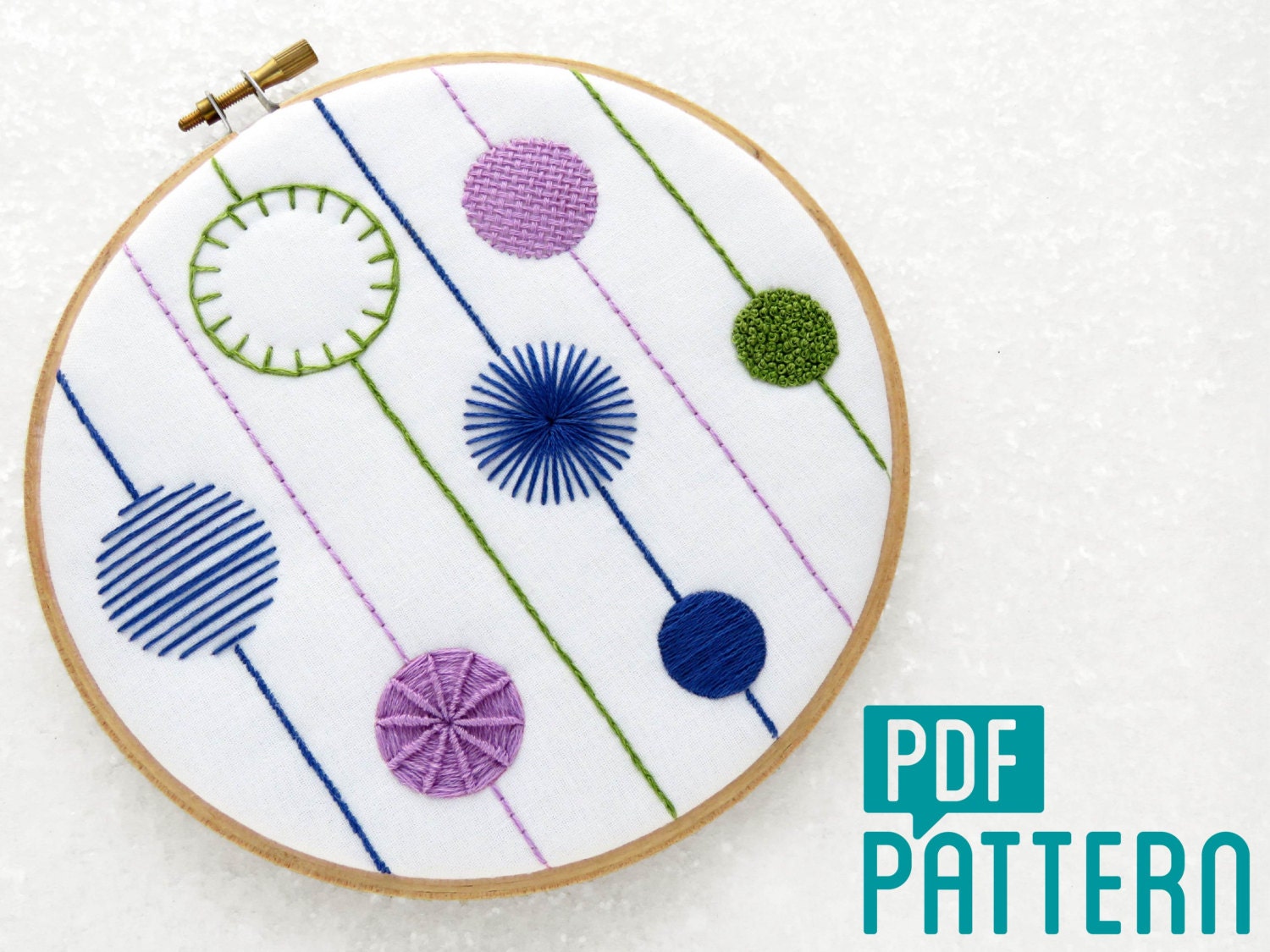 Modern Sampler Embroidery Pattern Crewel Tutorial Download