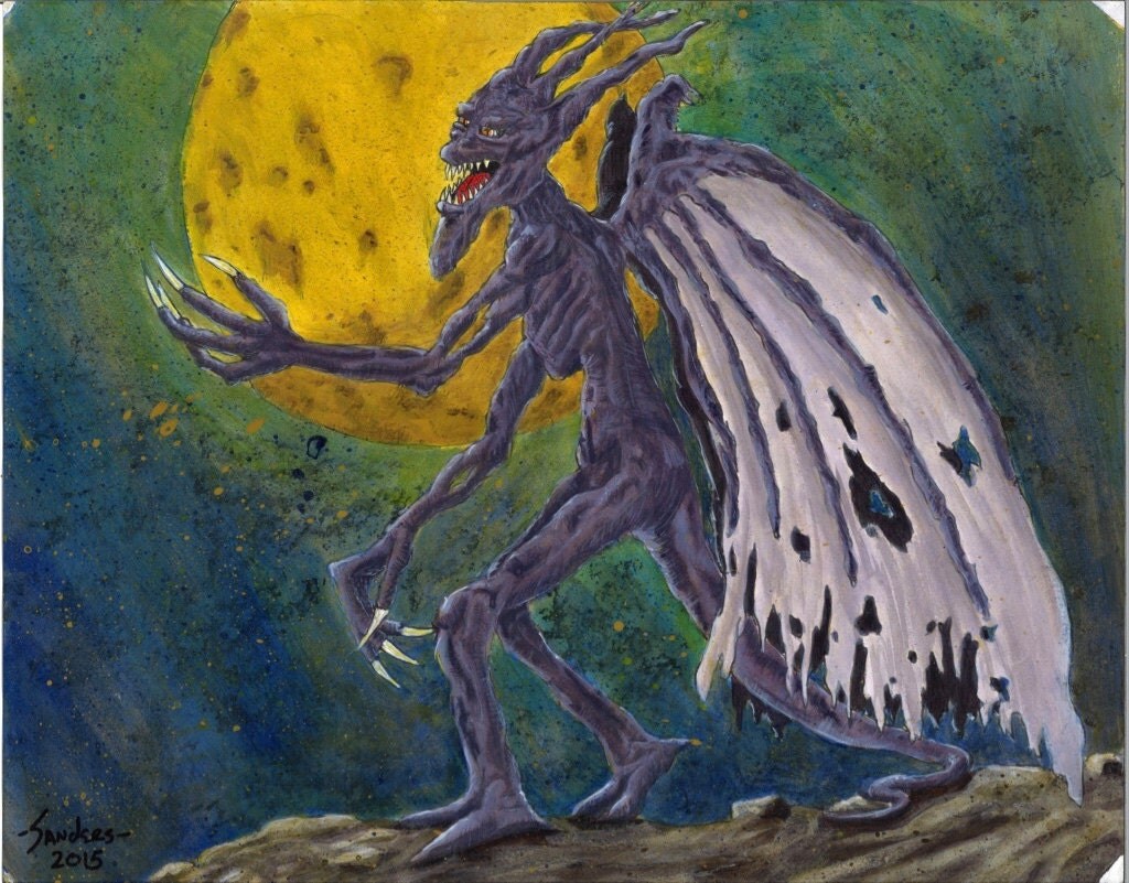 Fantasy Winged Demon Art Print by CreatureArtsStudio on Etsy