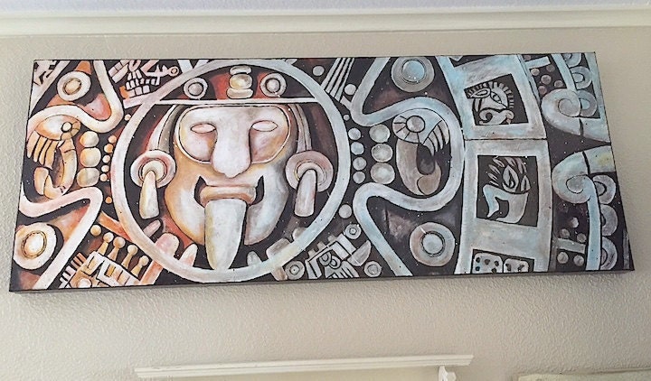 Original Painting Aztec Indian Art Aztec Calendar
