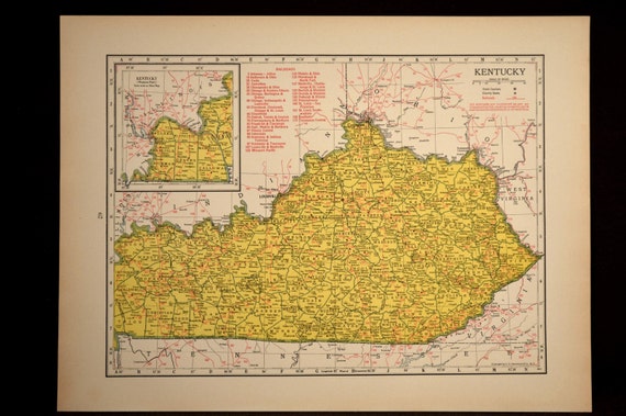 Kentucky Map Kentucky Railroad Vintage 1940s by MapsBooksEphemera
