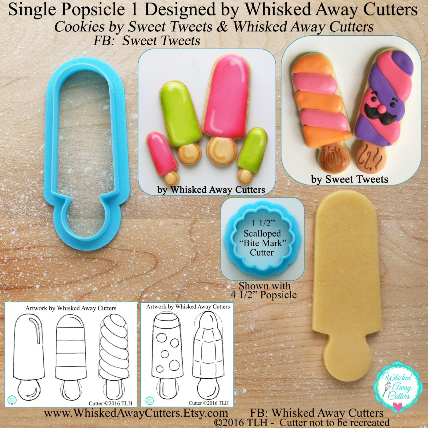 Single Popsicle 1 Stick Area Included Cookie Cutter