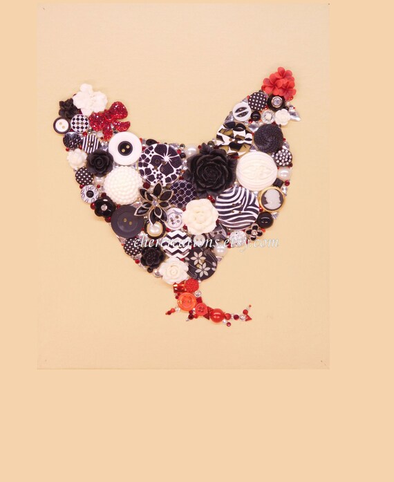 CHICKEN 27 8x10 Button Art Button Artwork Buttons by CherCreations