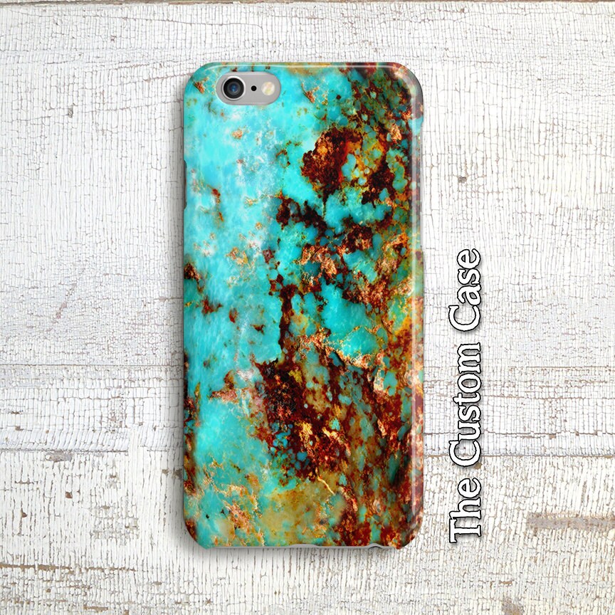 Turquoise Stone Phone Case Turquoise and Rust Phone Case