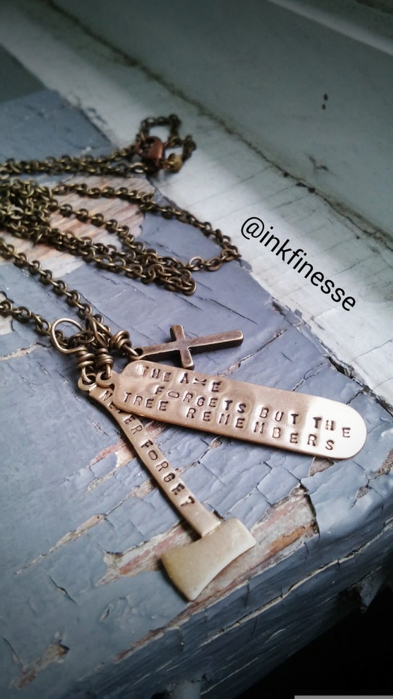 Items similar to The Axe Forgets But The Tree Remembers - stamped ...