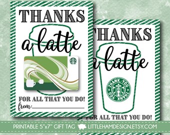 Latte gift tag | Etsy