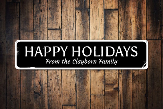 Happy Holidays Family Sign Custom Family Name Holiday Decor