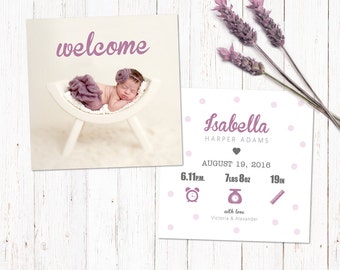 Birth announcement template card. Digital baby by PenguinGraphics