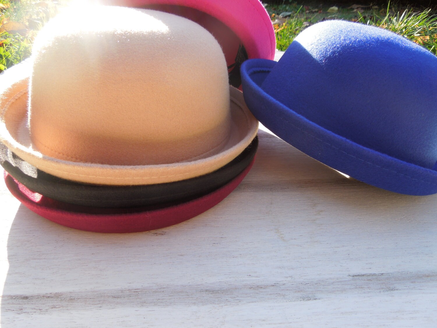 Bowler Hat Girls Blue Bowler Retro Hat for Girls Blue Derby