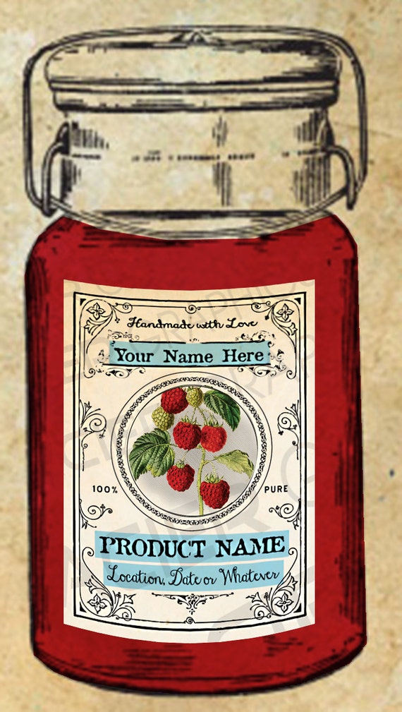 Raspberry Label Red Raspberry Jam Label Vintage Raspberry