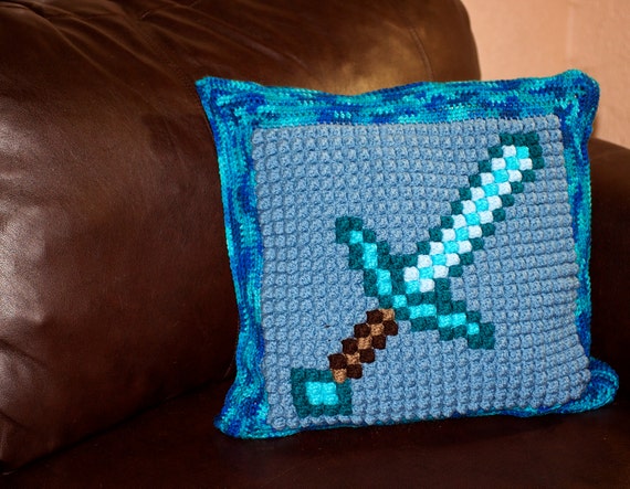 Minecraft Diamond Sword Crochet Decorative by AllUrYarnRBelong2Us