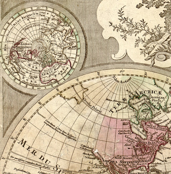 World map of 1775 by Tobiae Conradi Lotter. by RetroPrintmaker