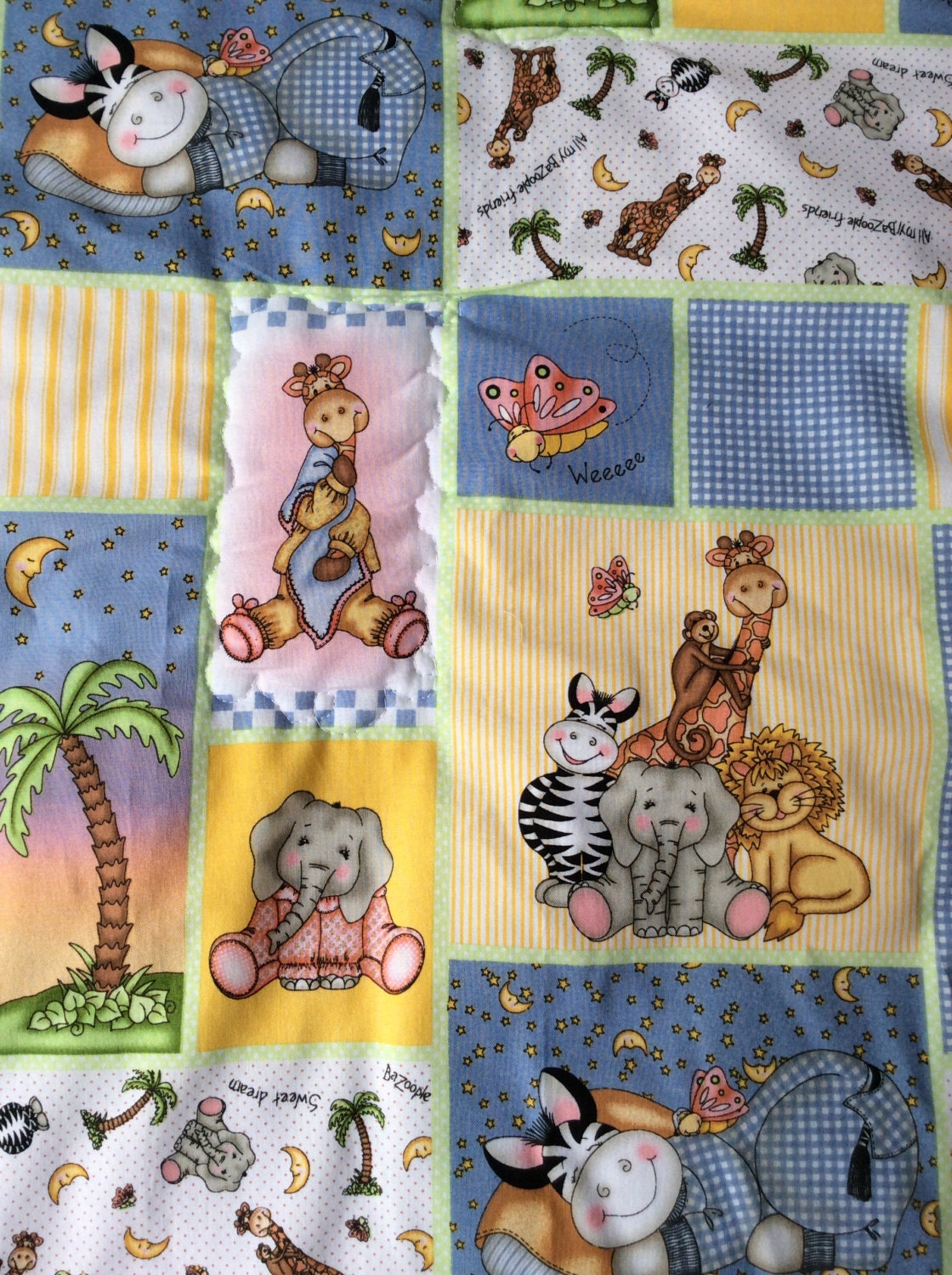 Quilt baby quilt with zoo animals