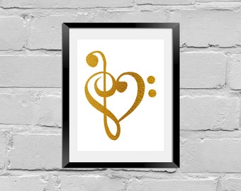 Unique treble clef heart related items | Etsy
