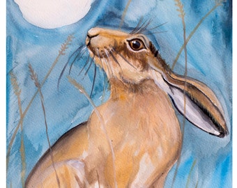 Moon gazing hare | Etsy