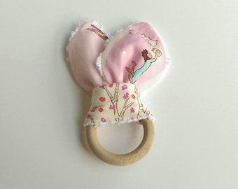 Items similar to Crochet Baby Teething Ring - Wood Teether Toy - Ships ...