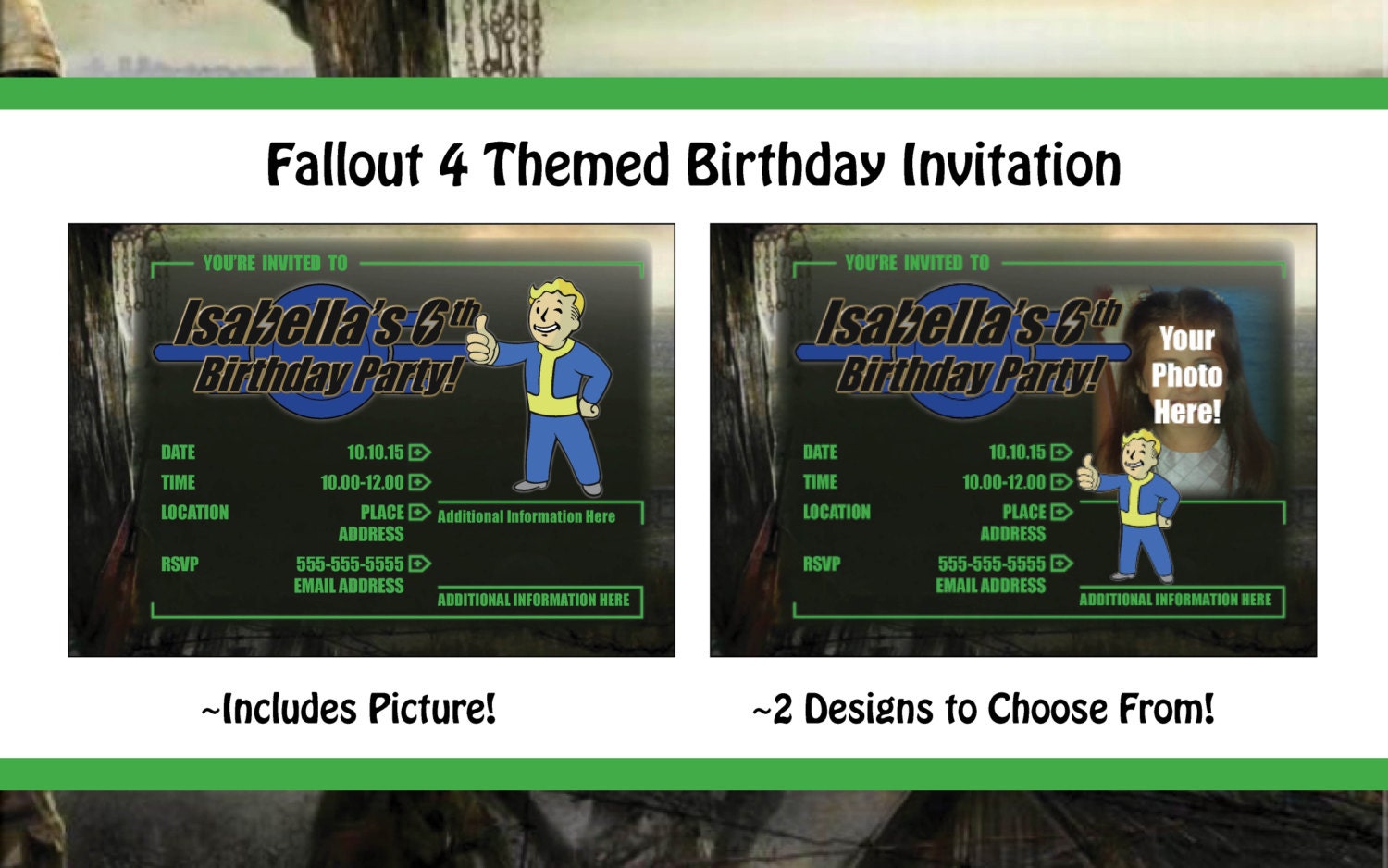 Fallout 4 Themed Birthday Invitation by PartiesforGamers on Etsy