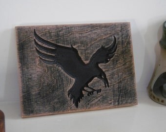 Crow wood carving | Etsy