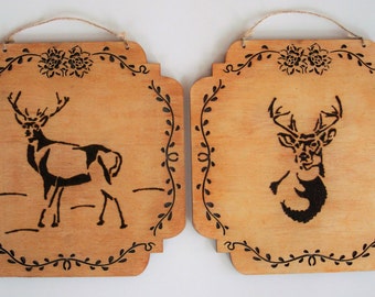 Wood burned deer | Etsy