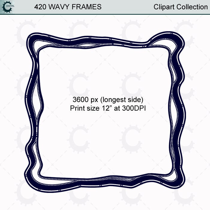 Wavy Frames/Digital Frames/Modern Frames/Clipart from CraftedInDigital ...