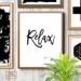 RELAX printable art relax sign relax print black and white