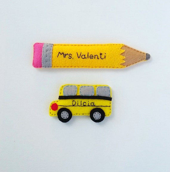 Felt school bus or pencil magnets or by CozyFeltCraftAndMore