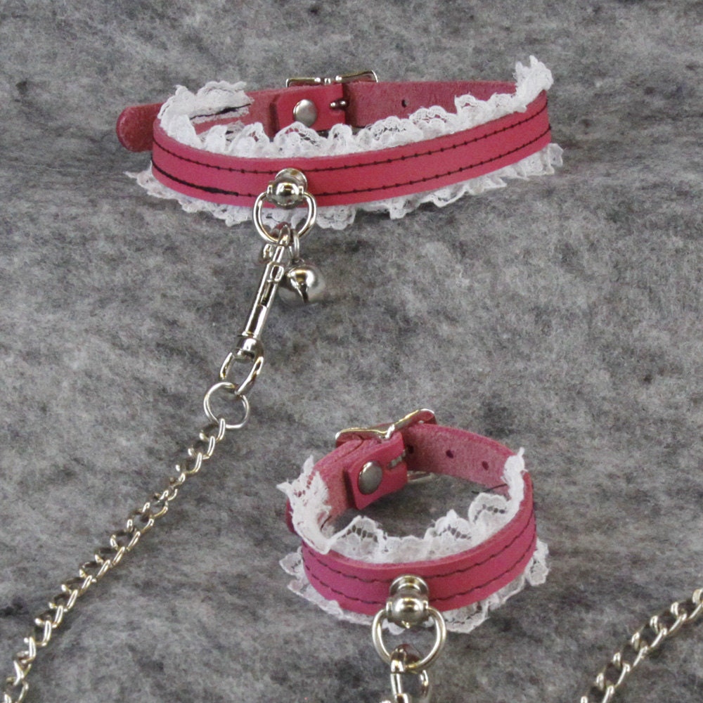 Prittenpaws Lace Mini Kitty Bell Collar And Cuff Set Combo